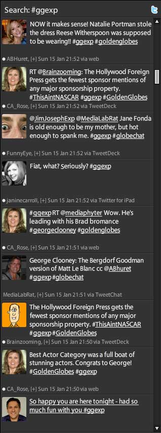Golden Globe Awards on Twitter - Commentweeting the Creative Highlights
